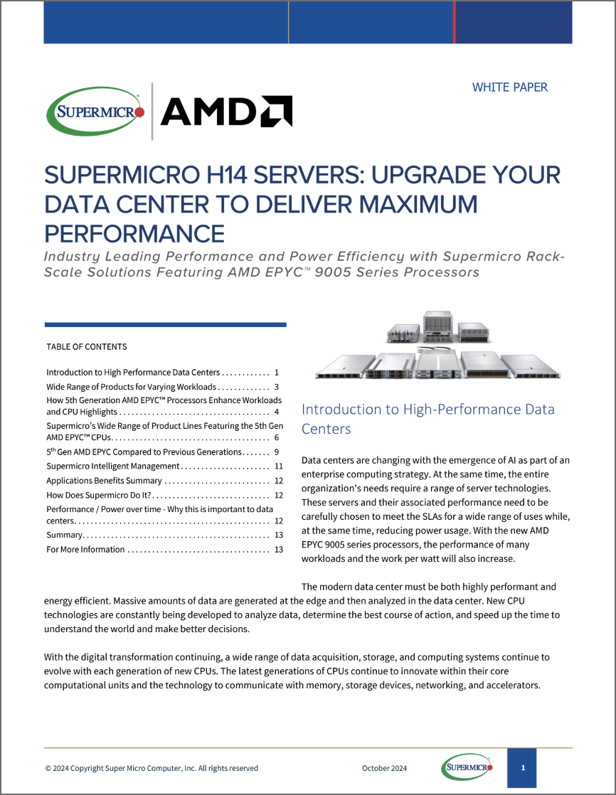 Supermicro H14 servers with AMD CPUs and GPUs are ready